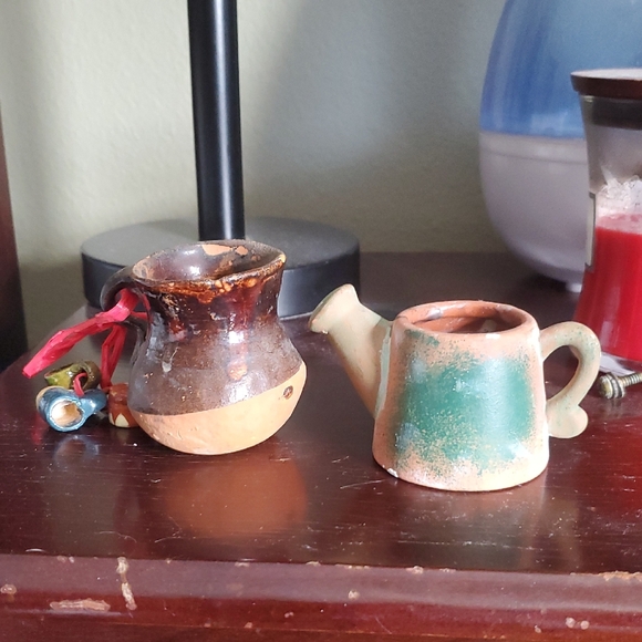 Art | Rustic Ceramic Miniature Pitcher And Flower Pot Set | Poshmark